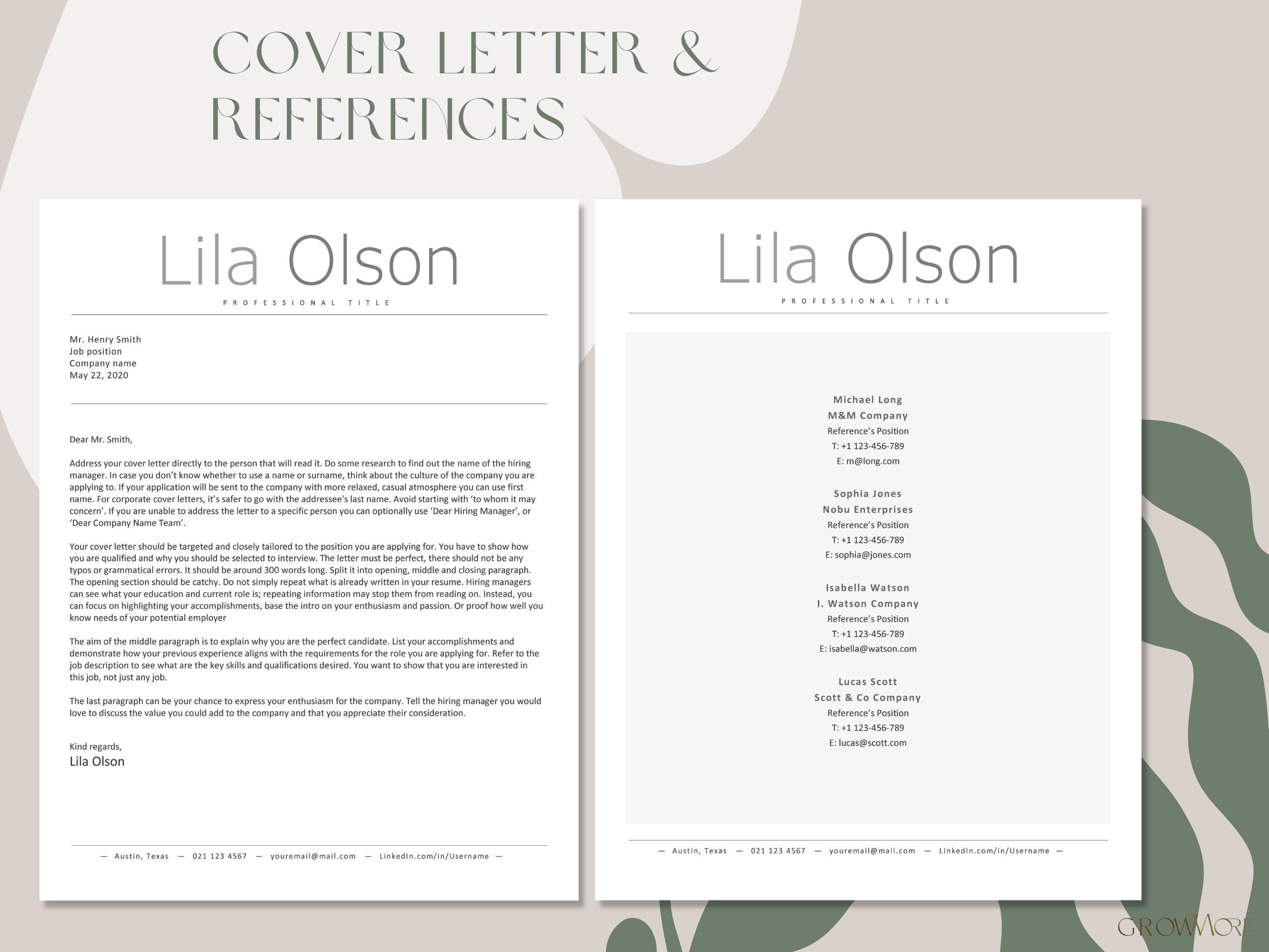Resume ATS Template for Word, Resume Templates ATS, Cover Letter and ...