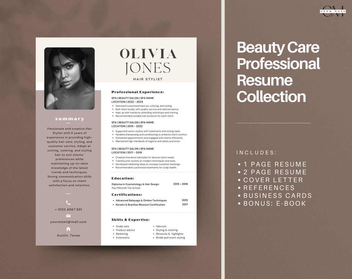 Pink Hair Stylist Resume Canva, Beauty Salon Resume, Colorist CV ...