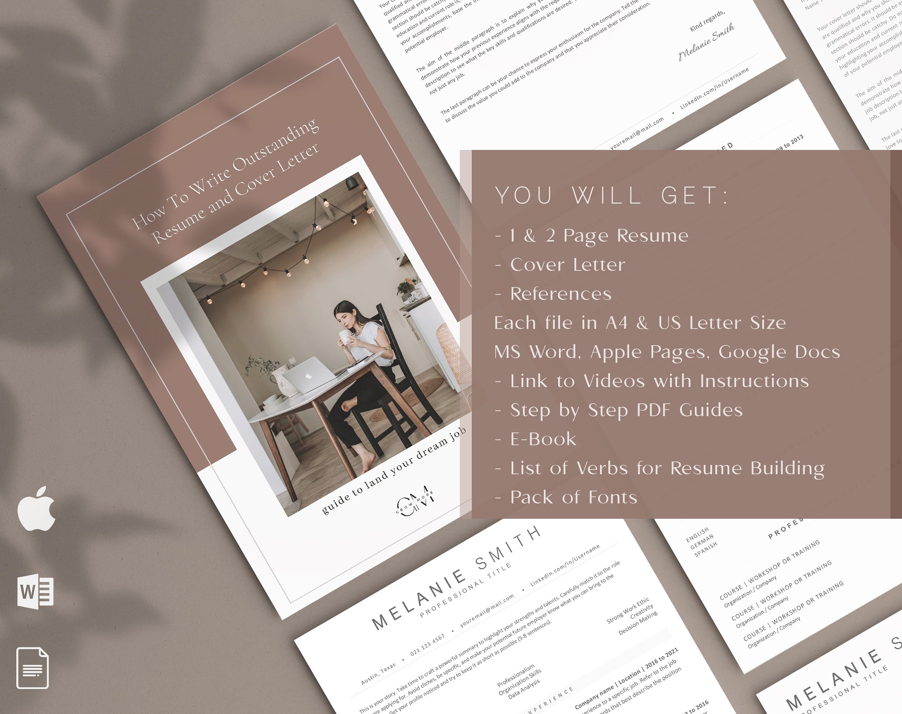 ATS Resume Template for Word, Pages, Google Docs, Cover Letter and ...