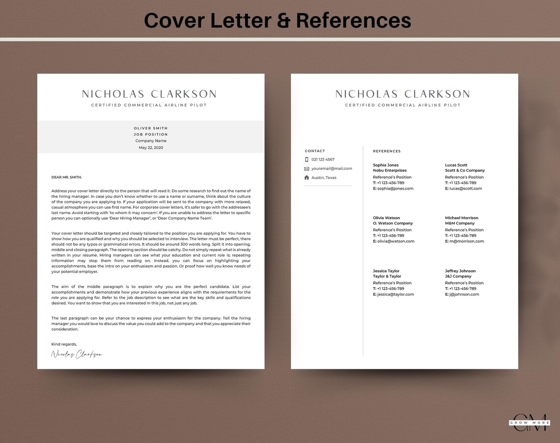 Airline Pilot Resume Template for Word, Modern Pilot Resume Template ...