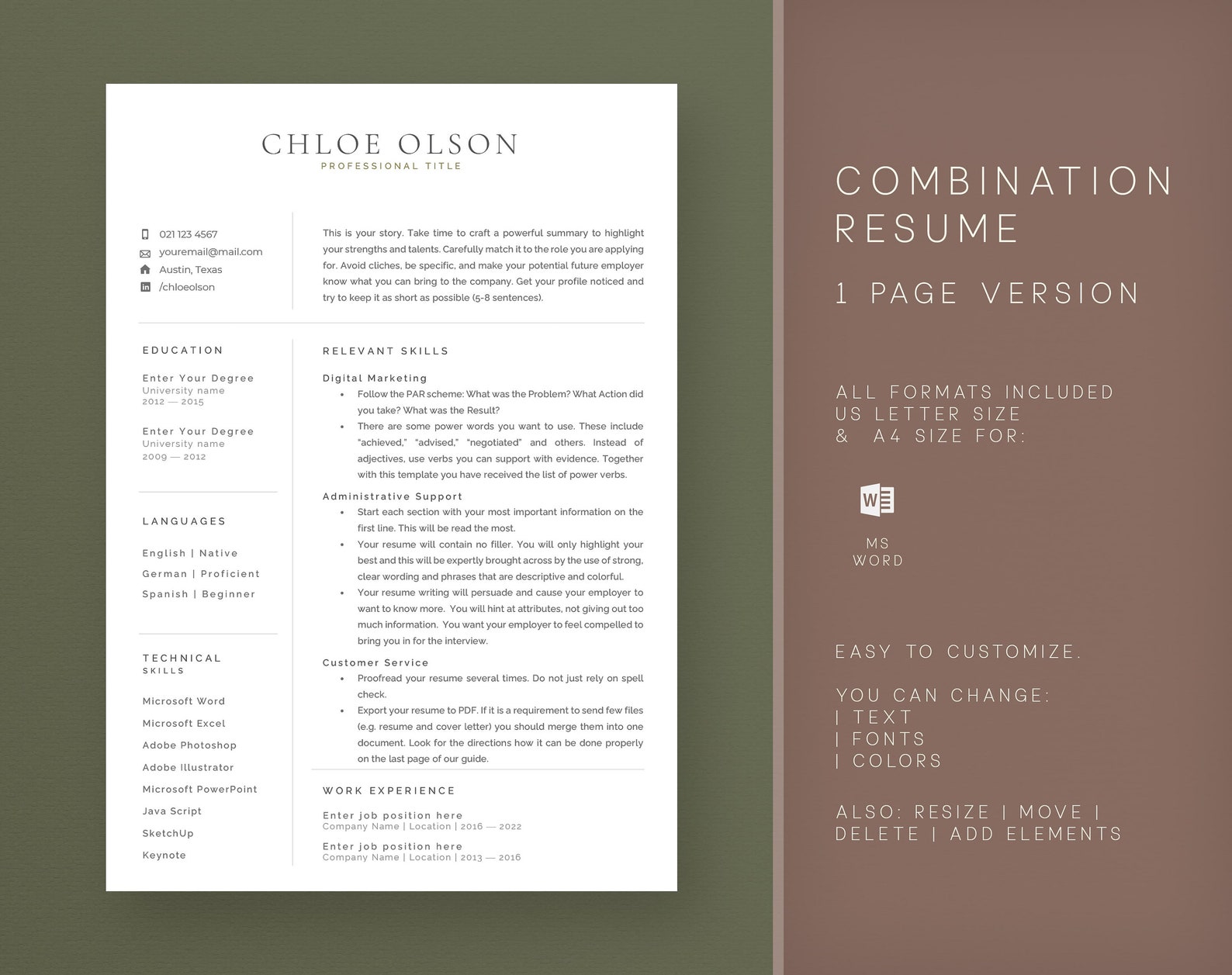 Functional Resume Template, Skill Based Resume, Career Change Resume ...