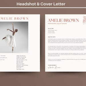 Ballet Resume Cover Letter Headshot Canva Template, Modern Dancer CV ...