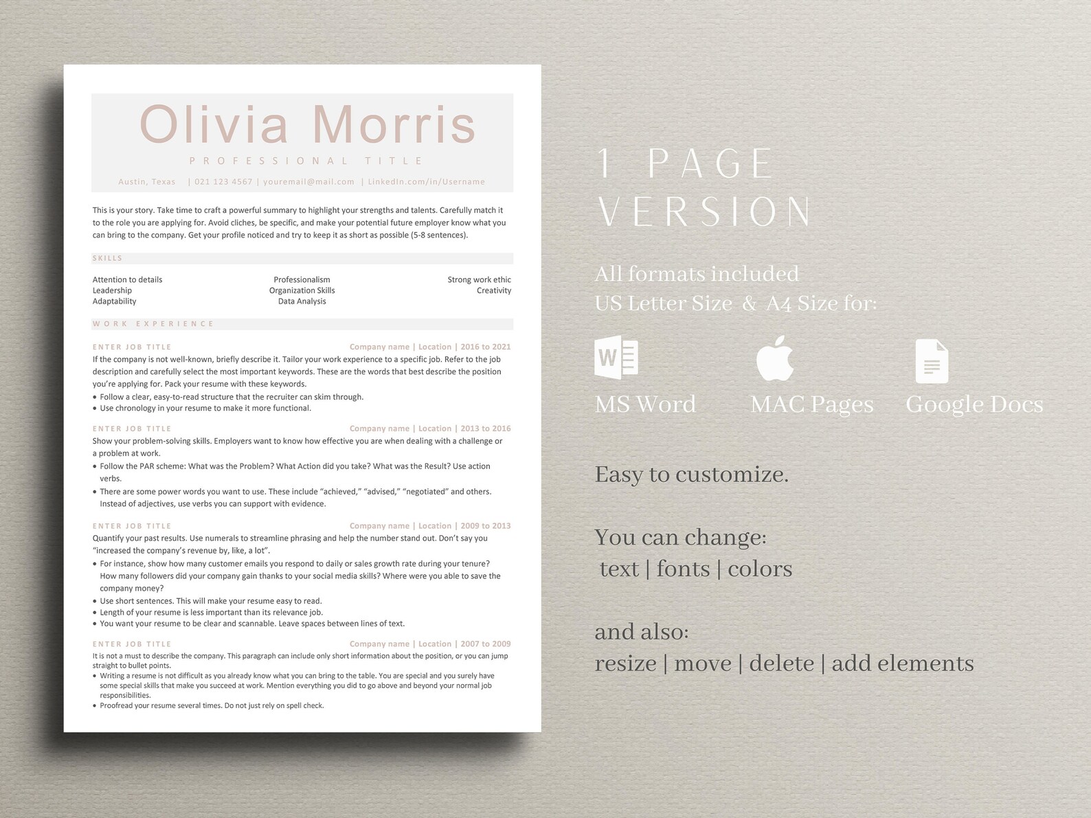 Resume Template ATS Google Docs, Word, Pages, Ats Friendly Resume, ATS ...