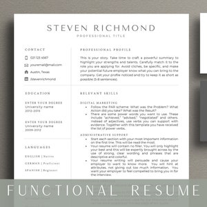 Functional Resume Skills Based, Career Change Resume With Cover Letter ...