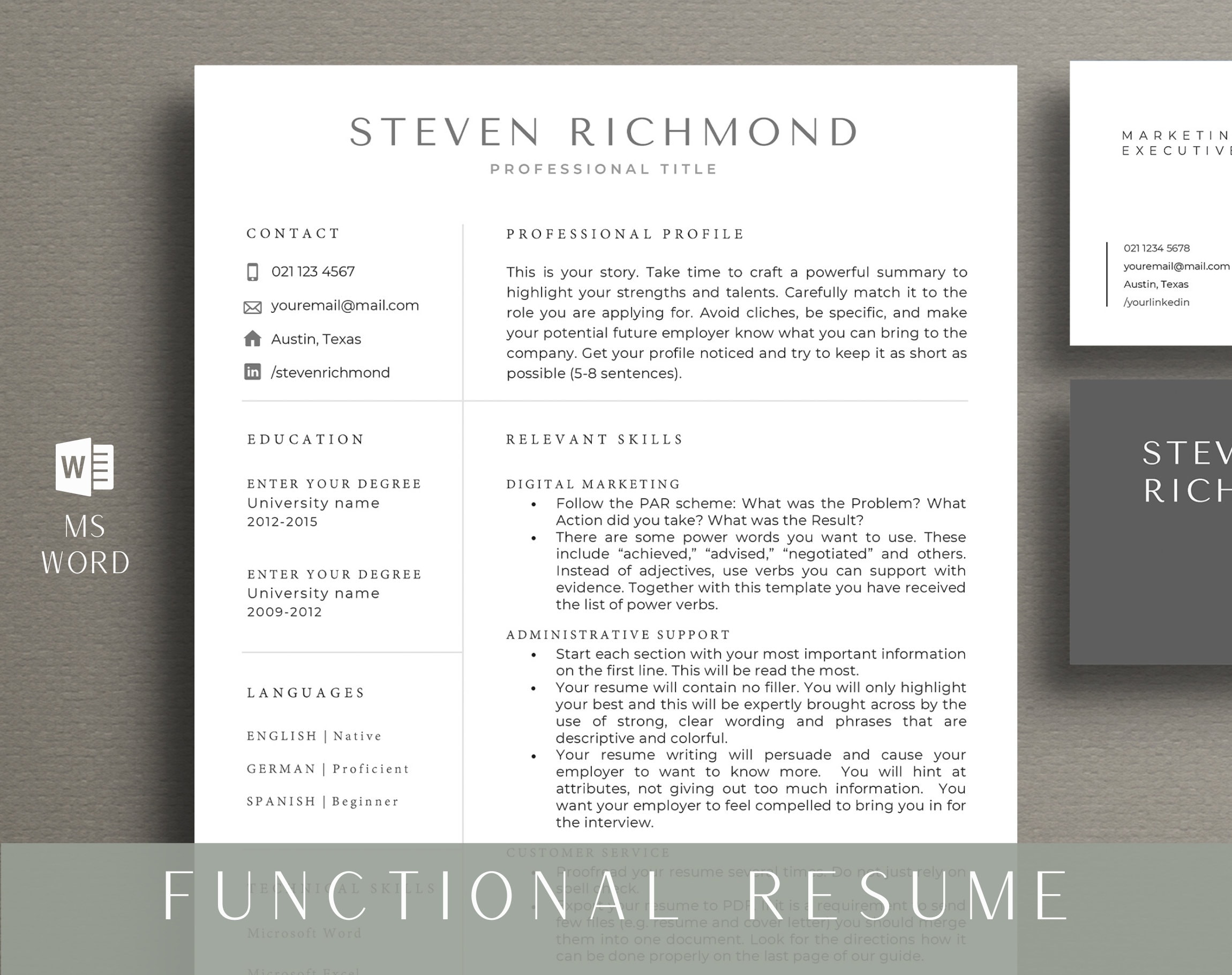 Functional Resume Skills Based, Career Change Resume With Cover Letter ...