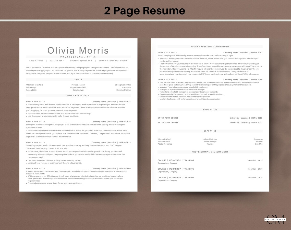 Resume Template ATS Google Docs, Pages, MS Word, 1 & 2 Pages ATS ...