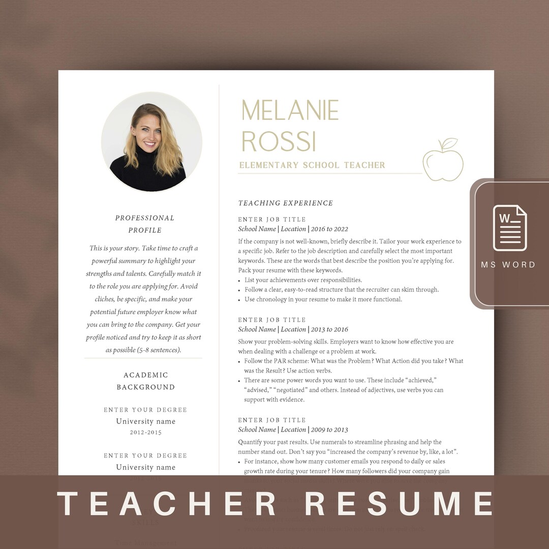 Modern Teacher Resume One & Two Pages With Cover Letter and References ...