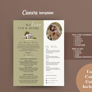 Rental Resume Template for Canva, Tenant CV Application Example, Rental ...