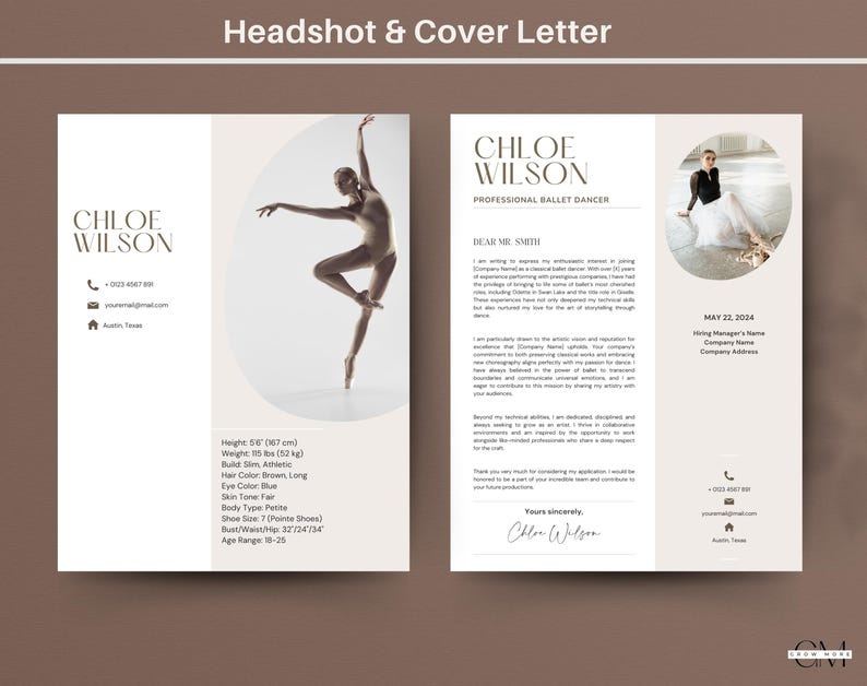 Ballet Resume Bundle for Canva, Resume Template Canva Resume, Cover ...