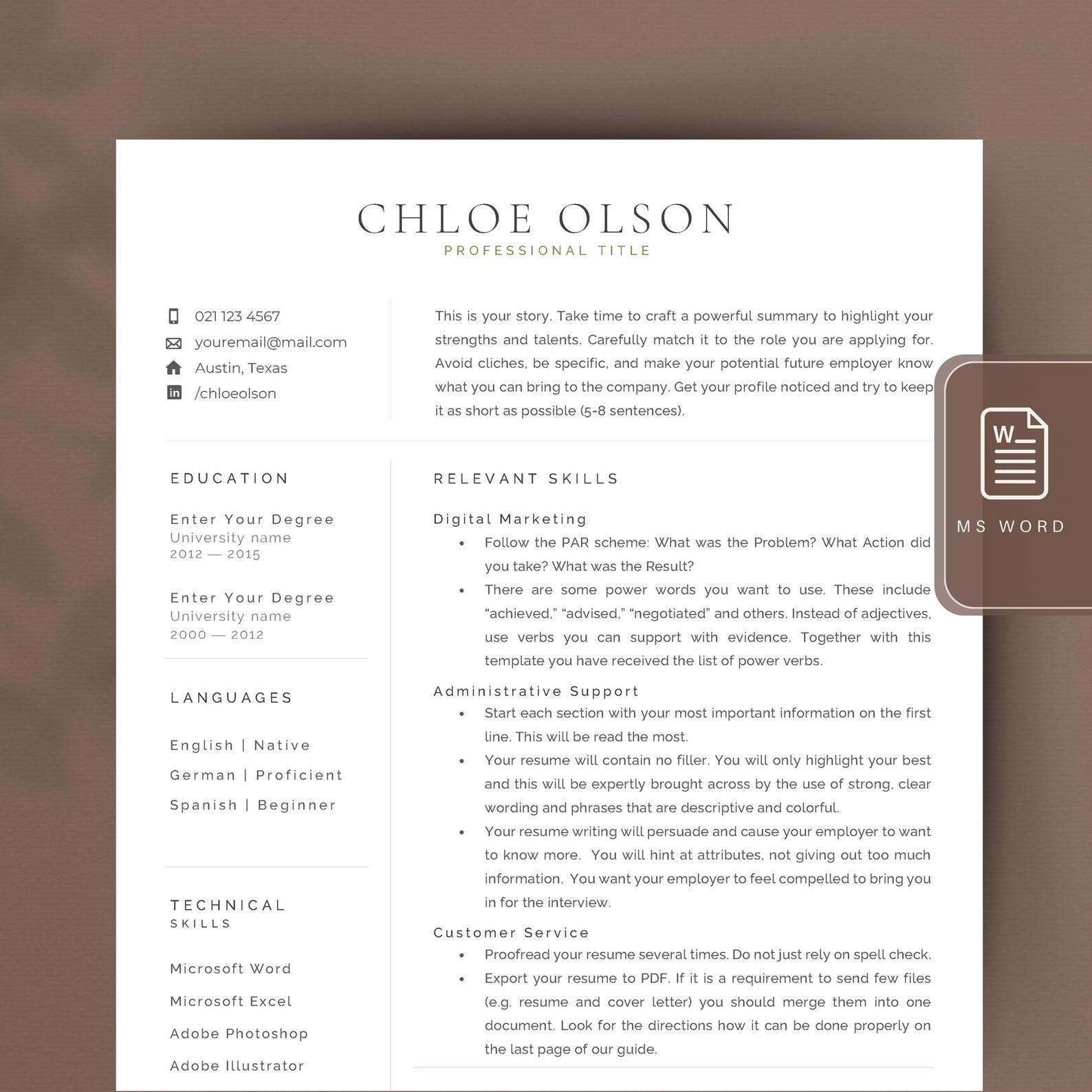 Functional Resume Template, Skill Based Resume, Career Change Resume ...