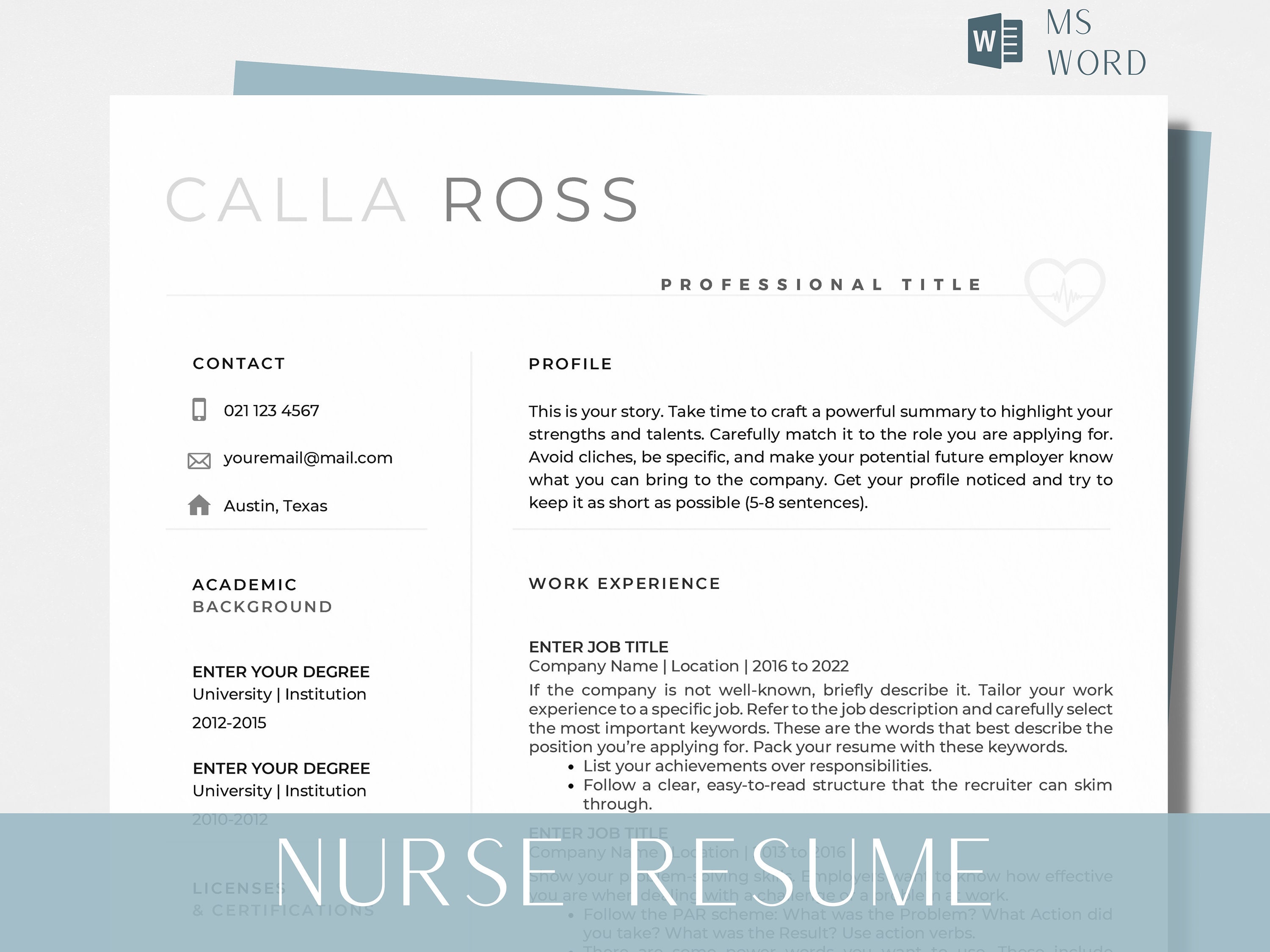 Nurse Resume and Cover Letter, Advanced Practice Nurse Resume, PACU ...