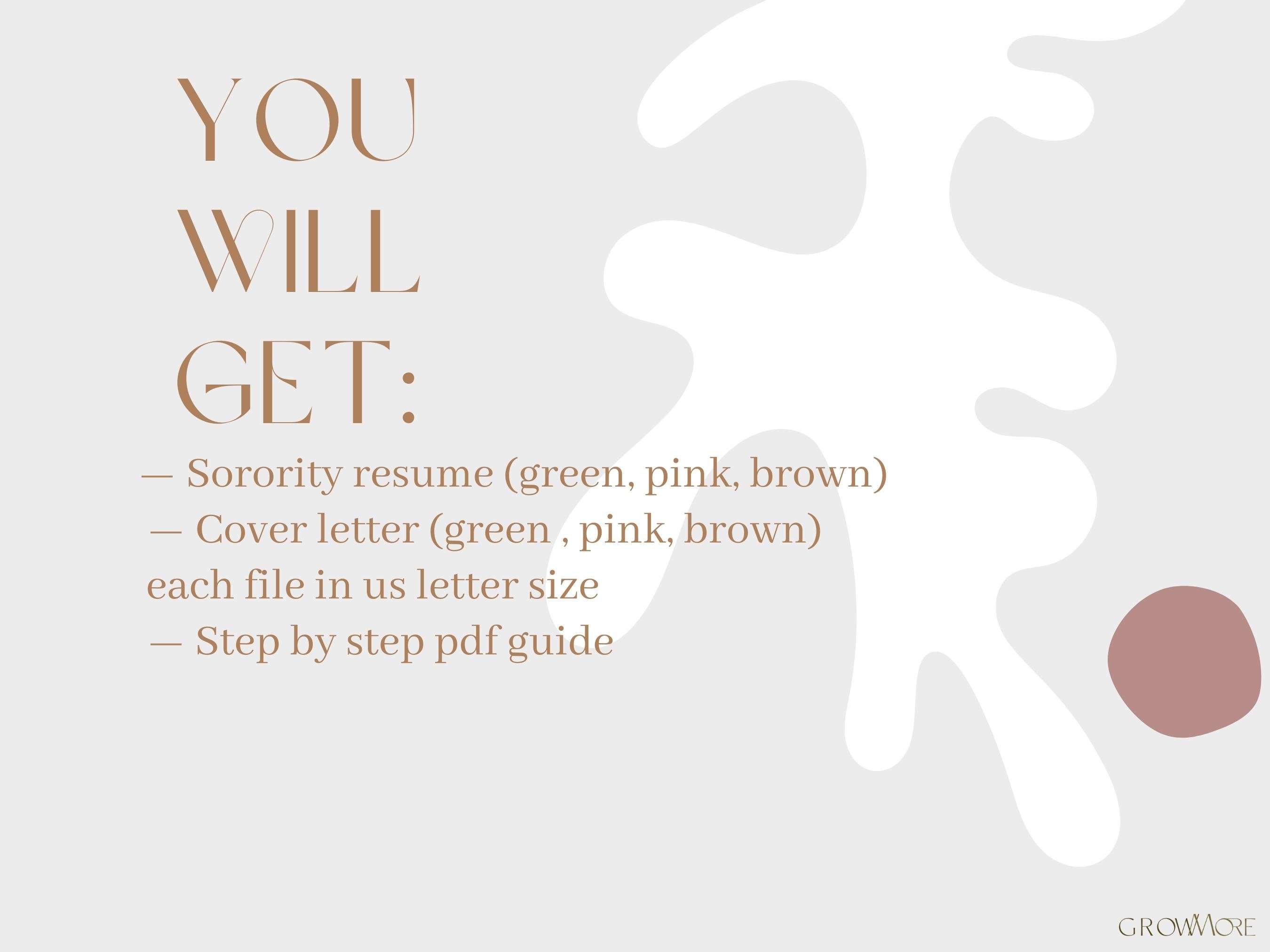 Sorority Resume Template With Photo, Sorority Resume Template, Sorority ...