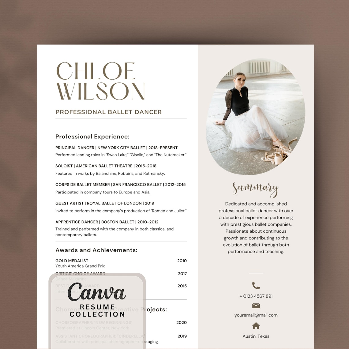 Ballet Resume Bundle for Canva, Resume Template Canva Resume, Cover ...