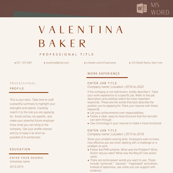 Beautiful Cv Template - Etsy