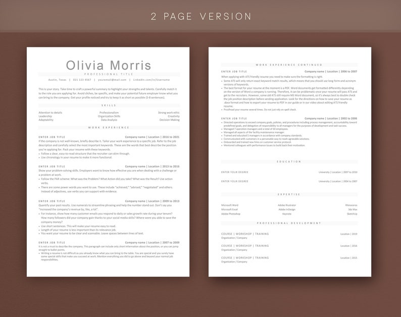 Resume Template ATS Google Docs, Pages, MS Word, 1 & 2 Pages ATS ...