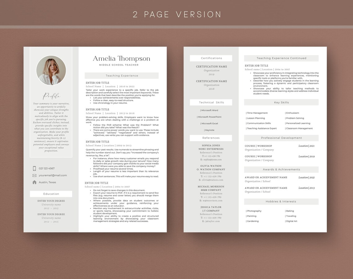 Elementary Teacher Resume, Teacher Resume Template MS Word, Apple MAC ...