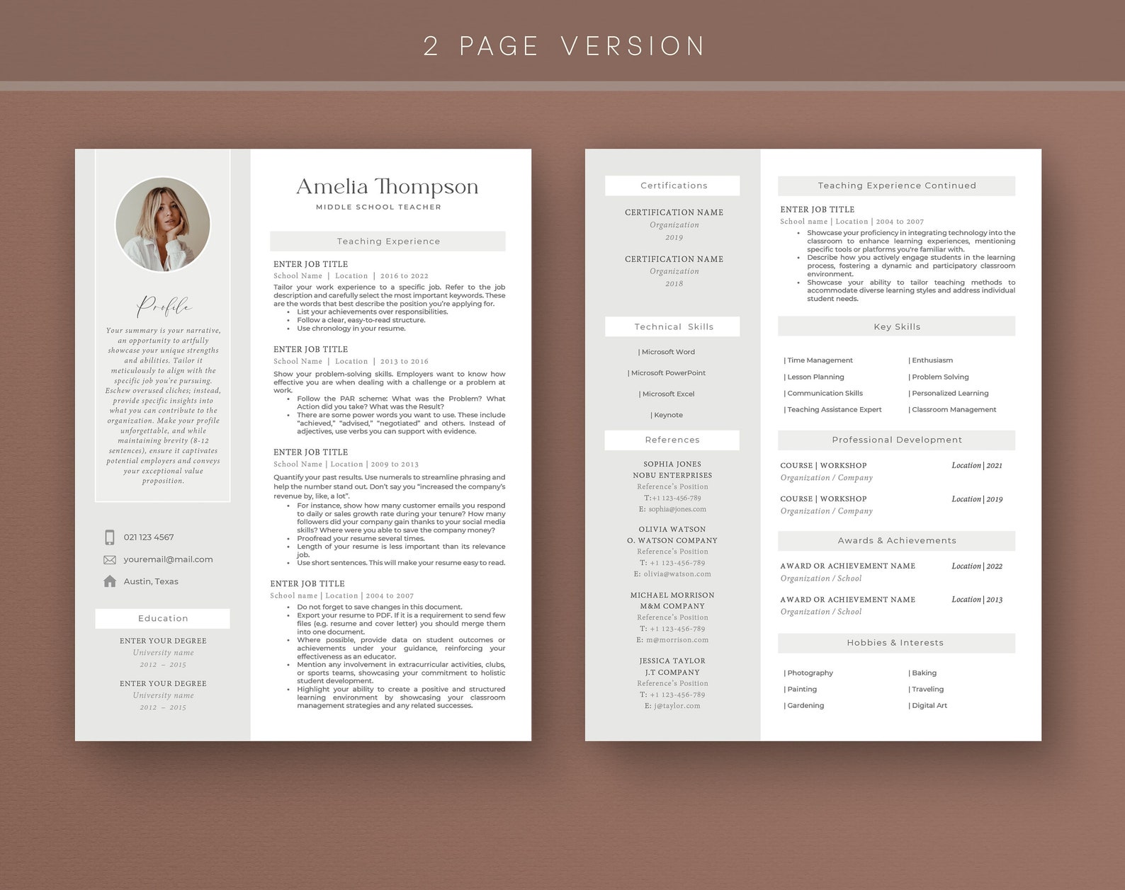 Elementary Teacher Resume, Teacher Resume Template MS Word, Apple MAC ...