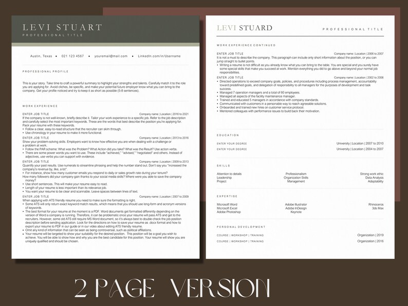 Executive Resume Template ATS, Modern ATS Resume Template Word, Resume ...