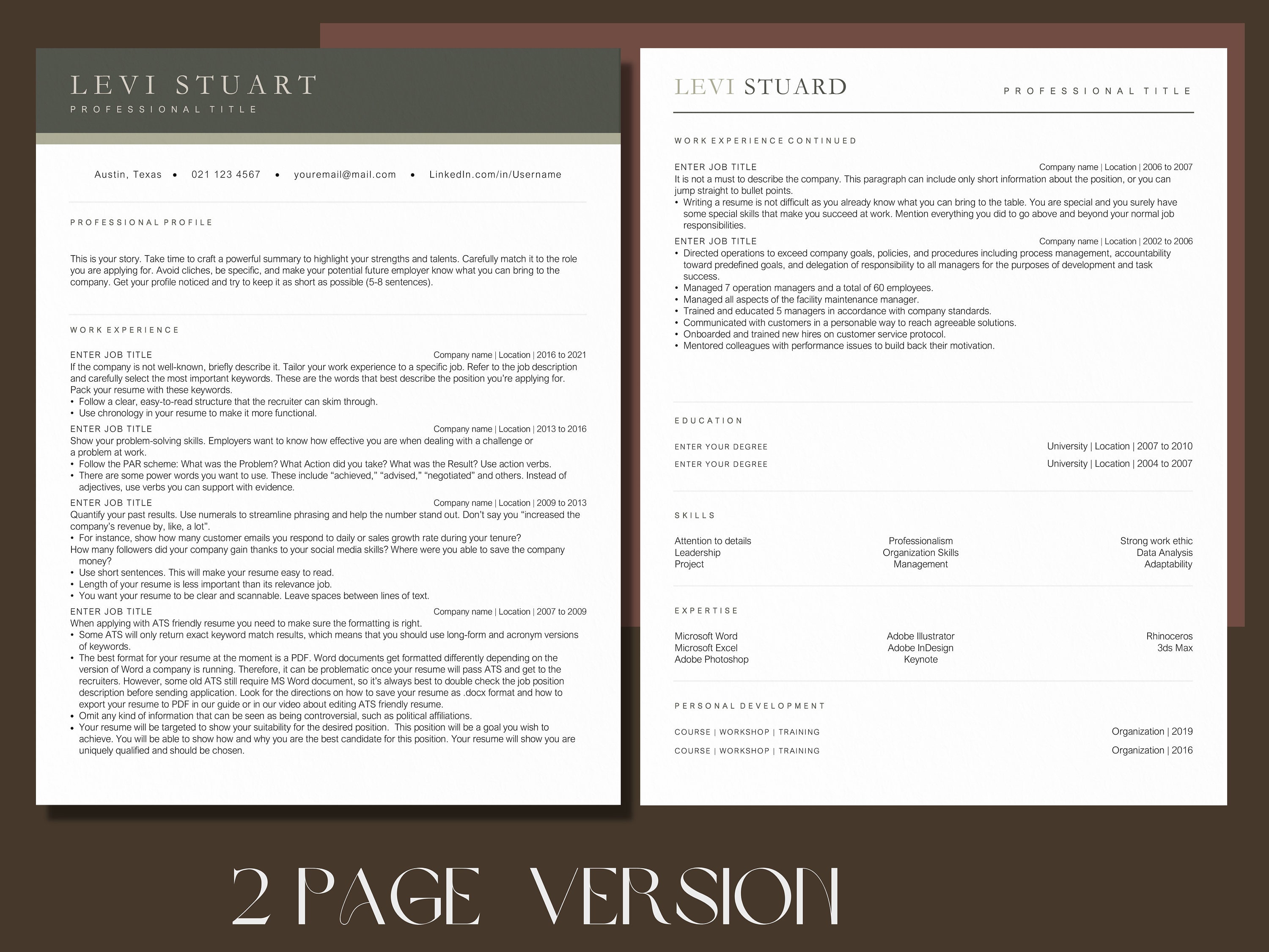 Executive Resume Template ATS, Modern ATS Resume Template Word, Resume ...