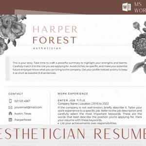 Esthetician Resume Template With Cover Letter, Cosmetologist Resume ...