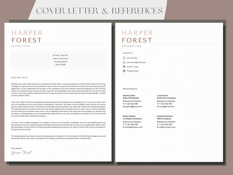 Esthetician Resume Template With Cover Letter, Cosmetologist Resume ...