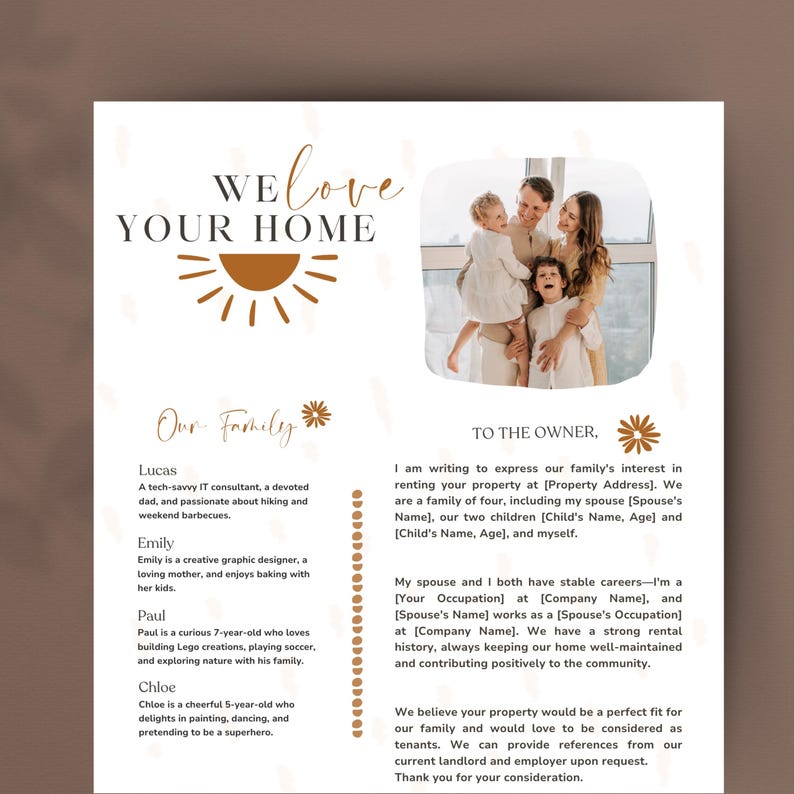 Tenant Resume Template, Renter CV, Rent Application Example, Home Love ...