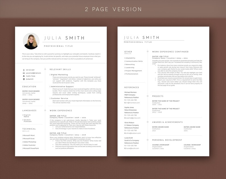 Combination Resume and Cover Letter, Skills Based Resume Template MS ...