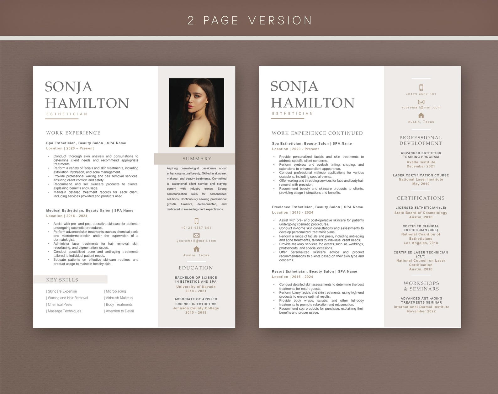 Esthetician Resume Template MS Word, Minimalist Future Esthetician CV ...