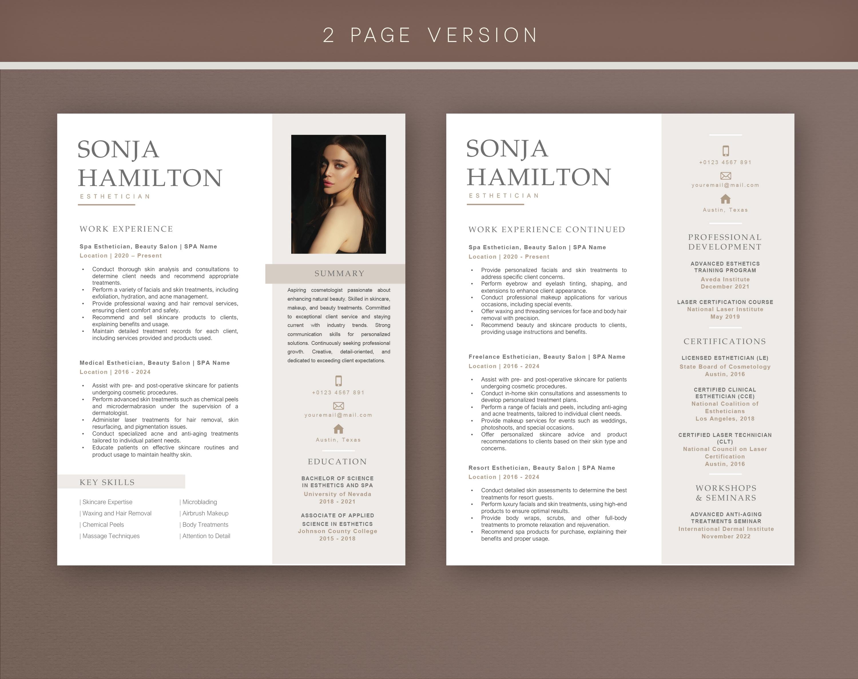 Esthetician Resume Template MS Word, Minimalist Future Esthetician CV ...