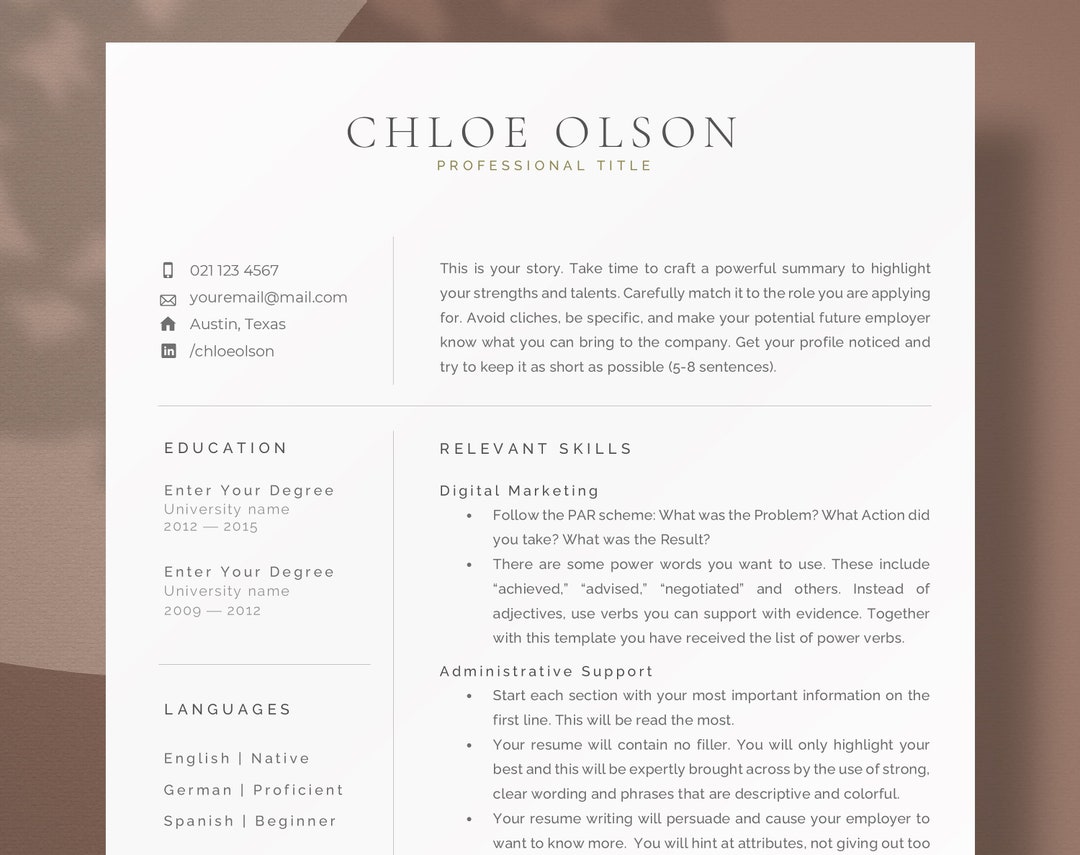 Functional Resume Template Skill Based Resume Career Change - Etsy