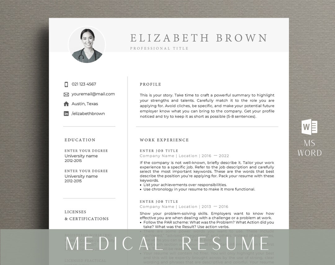 Professional Nursing Resume Template 1 & 2 Pages With Cover Letter ...