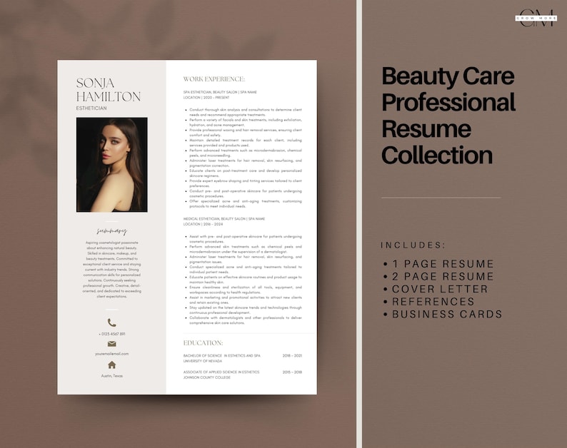 Esthetician Resume Template Canva, Esthetician Resume Template Kit ...