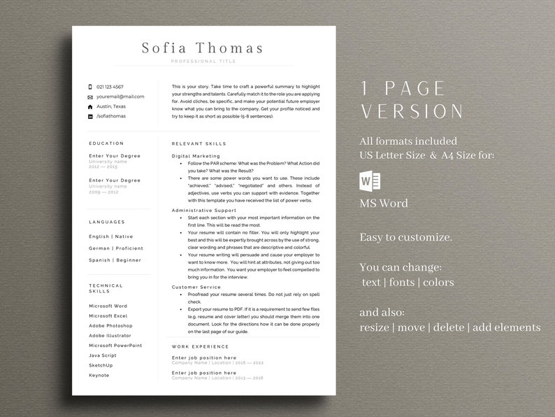 Skills - Based Resume Temmplate, Functional Resume With Cover Letter ...