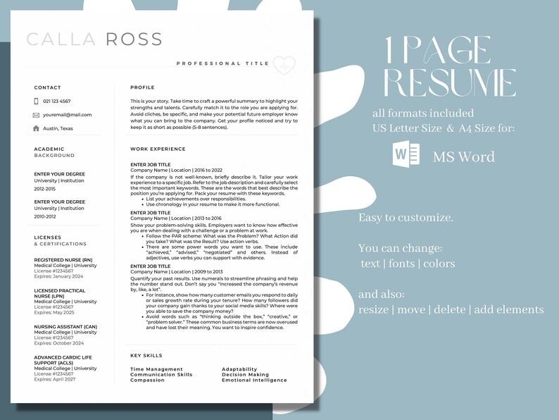 Nurse Resume and Cover Letter, Advanced Practice Nurse Resume, PACU ...