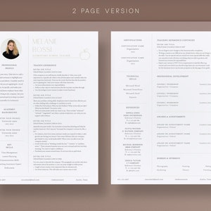 Modern Teacher Resume One & Two Pages With Cover Letter and - Etsy