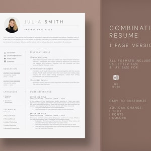 Combination Resume and Cover Letter Skills Based Resume - Etsy
