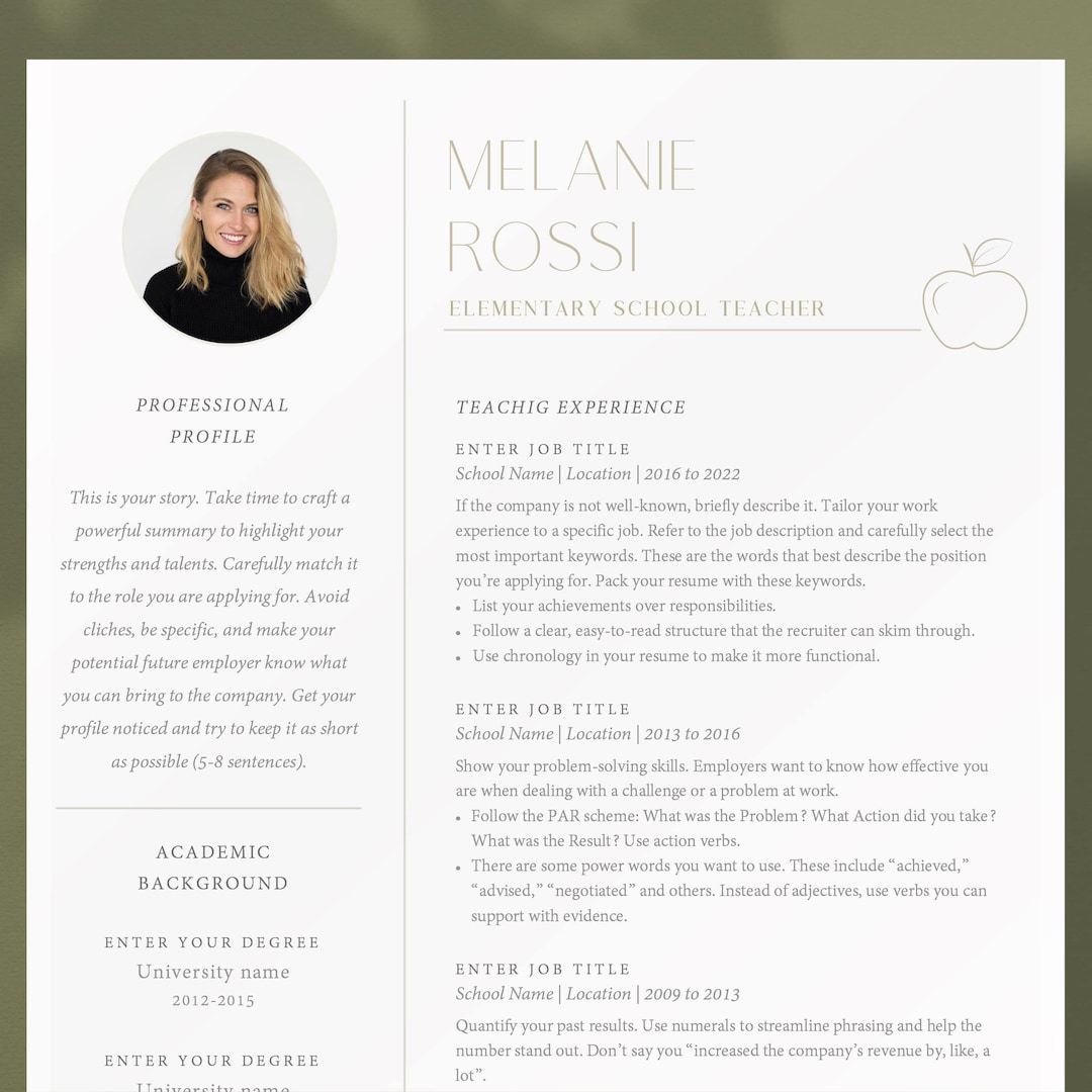 Modern Teacher Resume One & Two Pages With Cover Letter and References ...