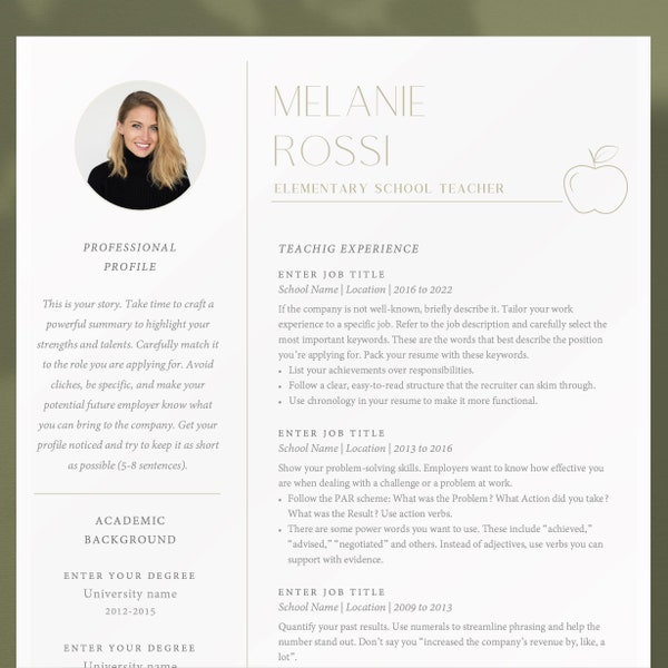 Teacher Resume - Etsy