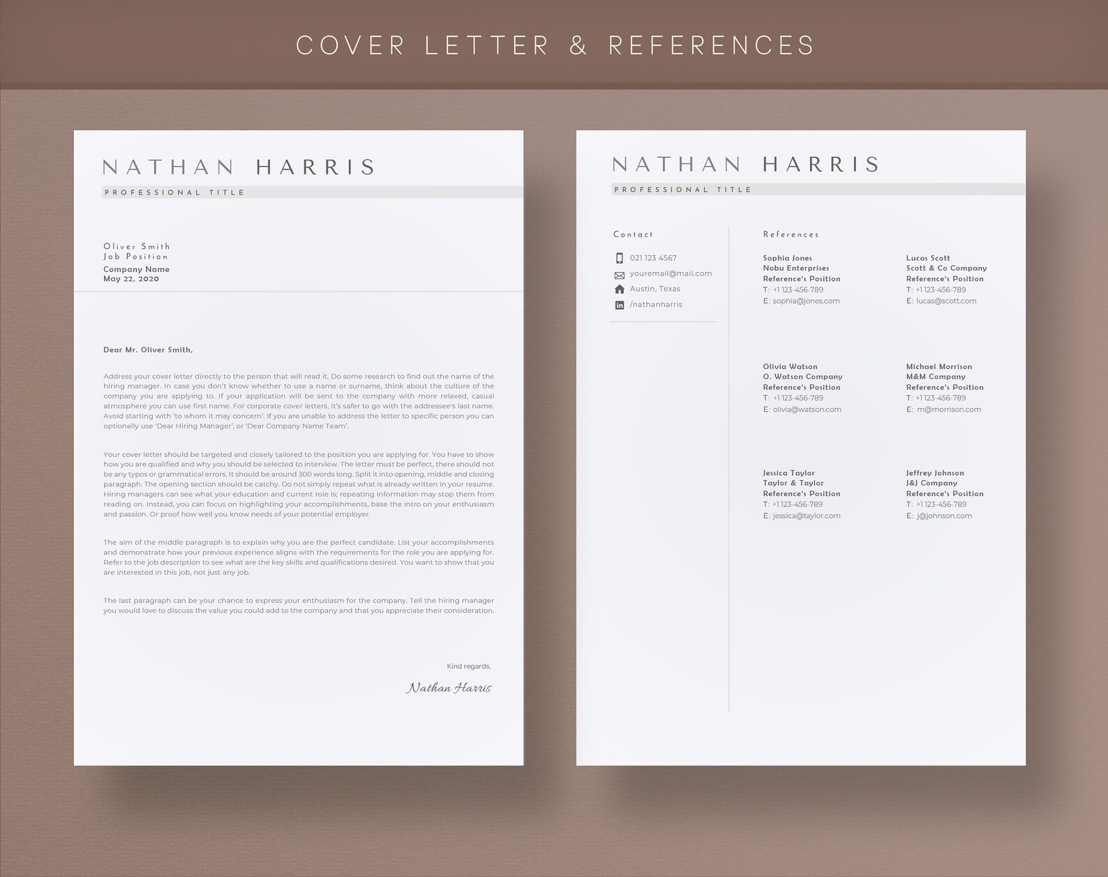 Clean CV Template, Modern Resume Template for Word, Professional Resume ...