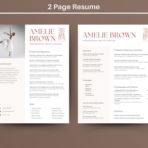 Ballet Resume Cover Letter Headshot Canva Template, Modern Dancer CV ...