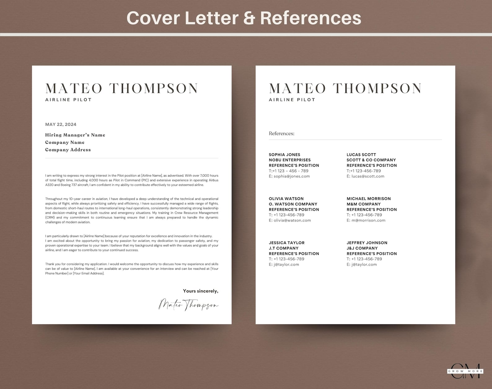 Pilot Resume Template, Aviation Application Bundle, Airline Pilot CV ...