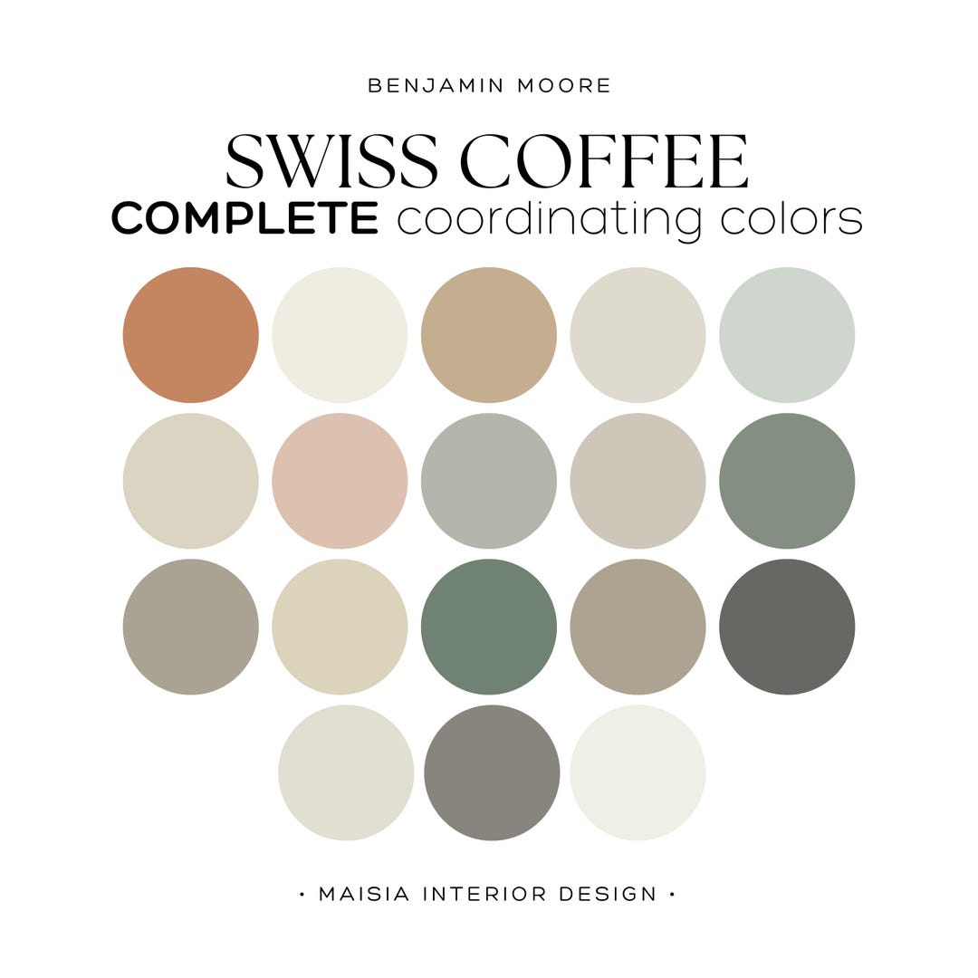 SWISS COFFEE Benjamin Moore Color Palette, Whole House Paint Palette ...