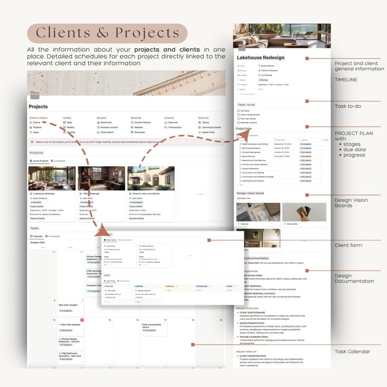 INTERIOR DESIGNER Notion Template Small Business Planner Notion ...