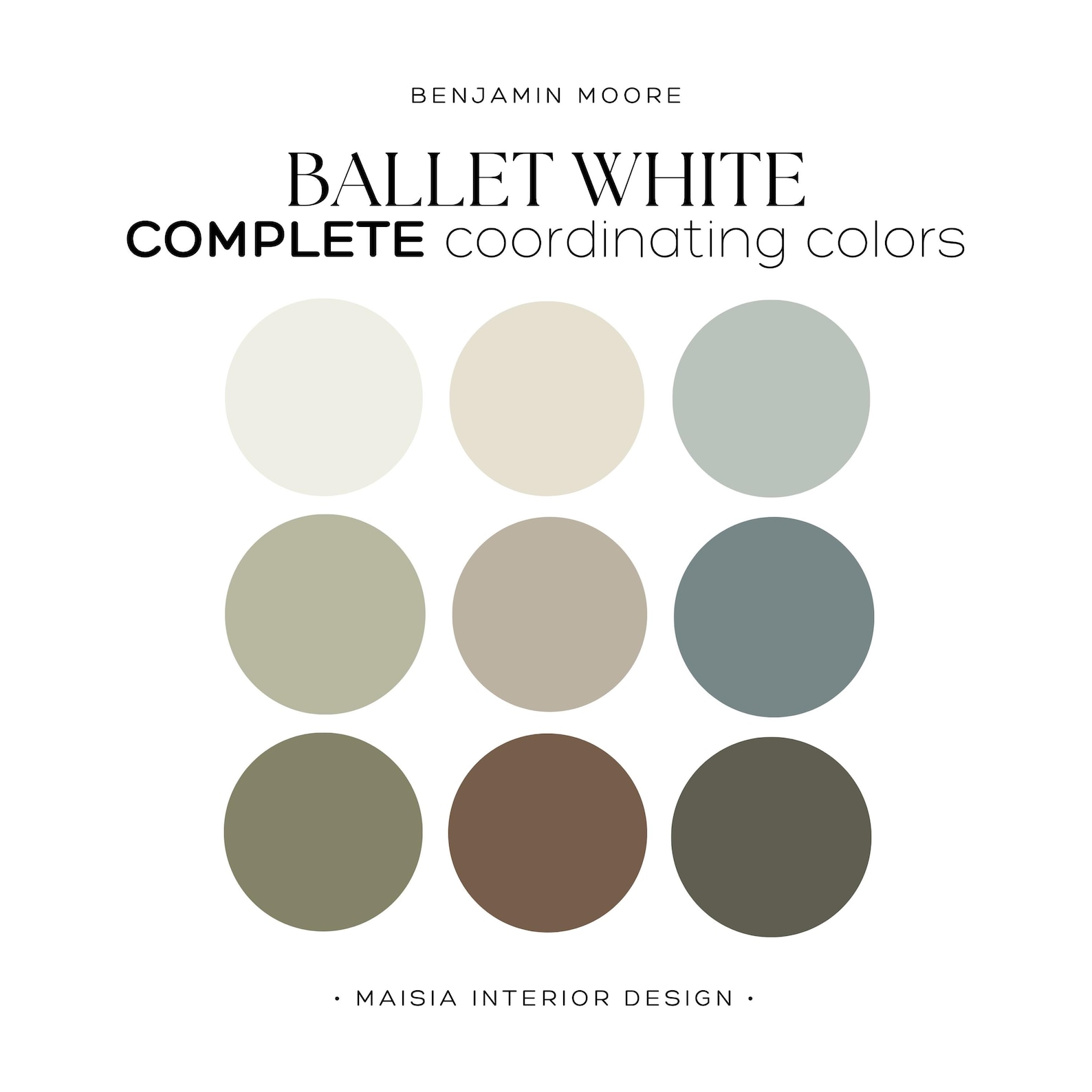 BALLET WHITE Benjamin Moore Color Palette Whole House Paint Palette ...