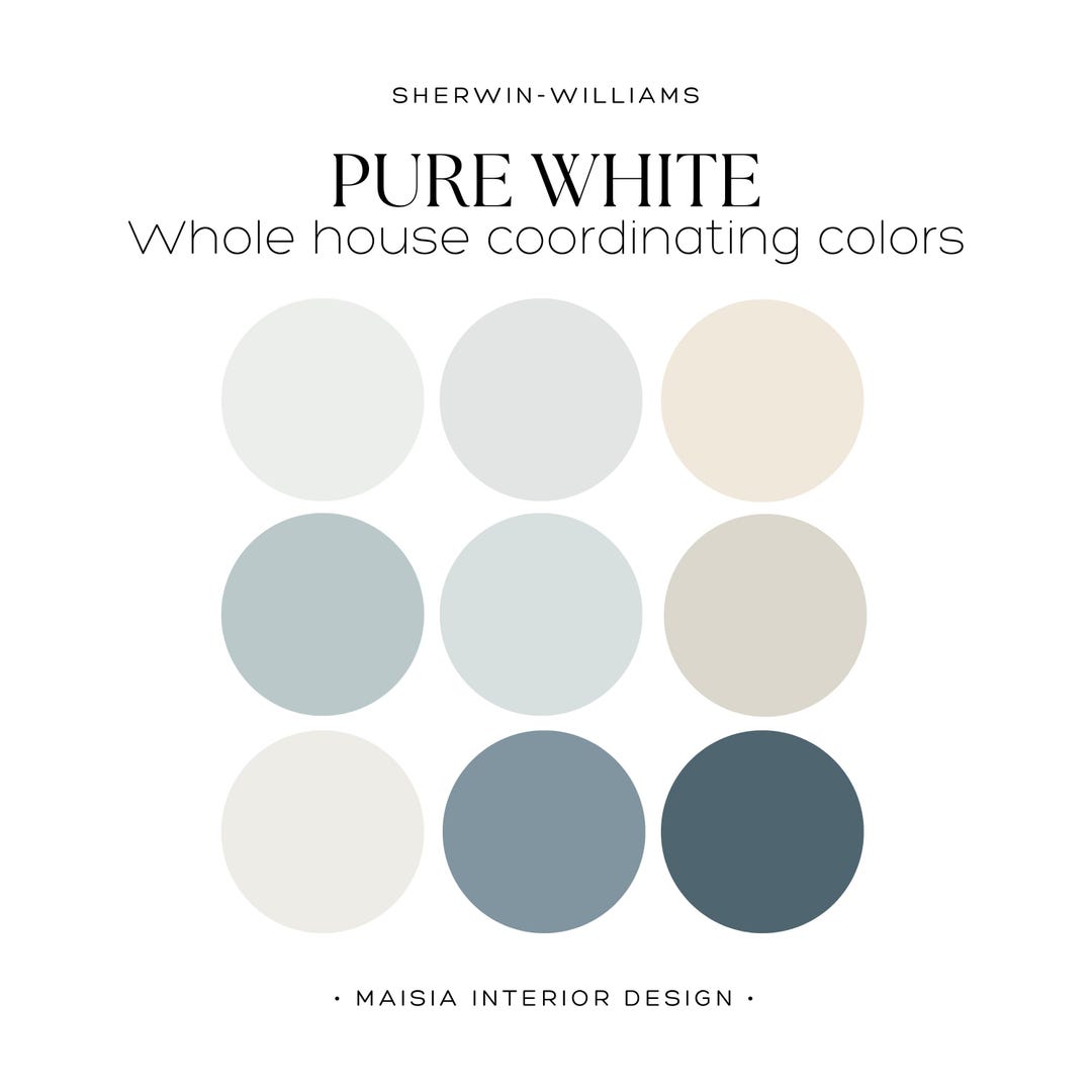 PURE WHITE Sherwin Williams Color Palette Coastal Beach Palette Coastal ...