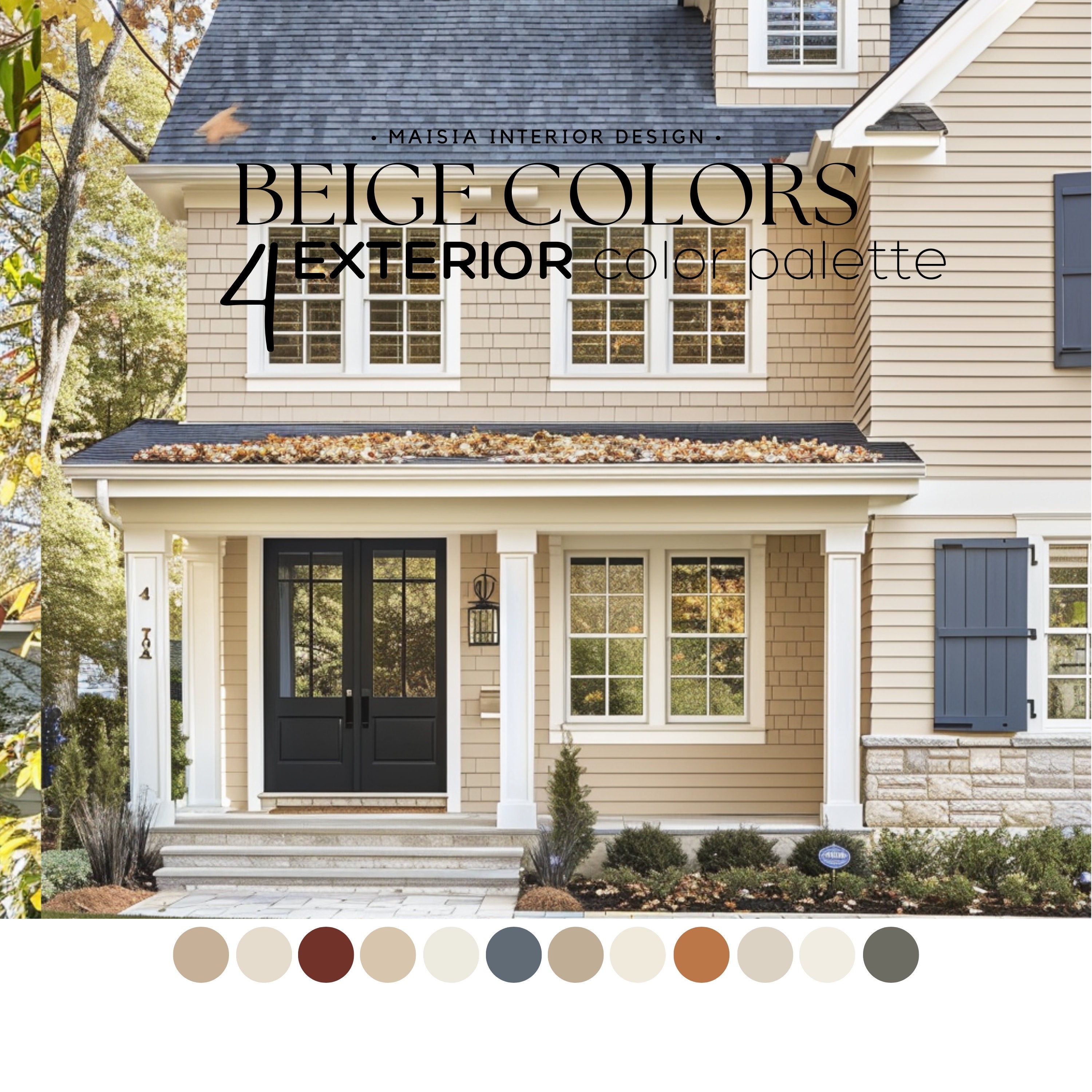 Beige EXTERIOR House Paint Color Combination Tan Coordinating Color for ...