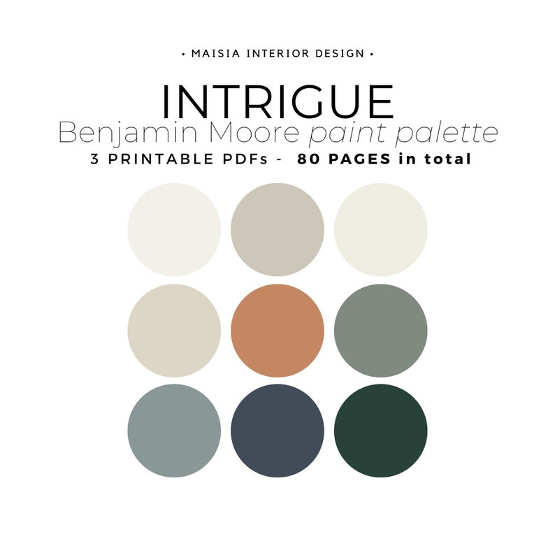 INTRIGUE Benjamin Moore Color Palette paint color palette for - Etsy México