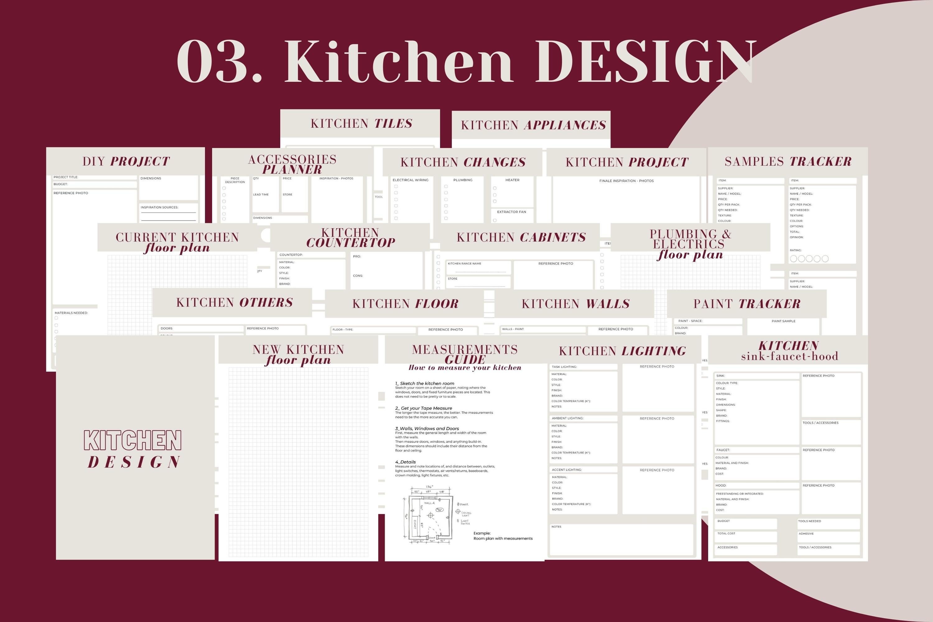 KITCHEN DESIGN PLANNER Kitchen Remodel Planner Kitchen - Etsy