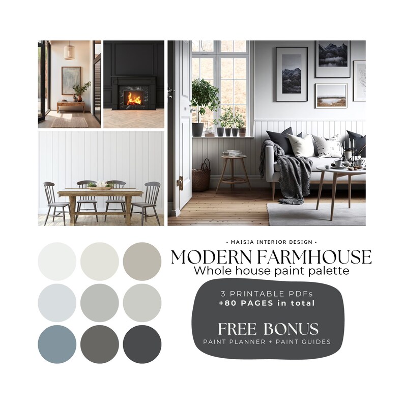 MODERN FARMHOUSE Paint Palette Whole House Paint Palette Farmhouse ...