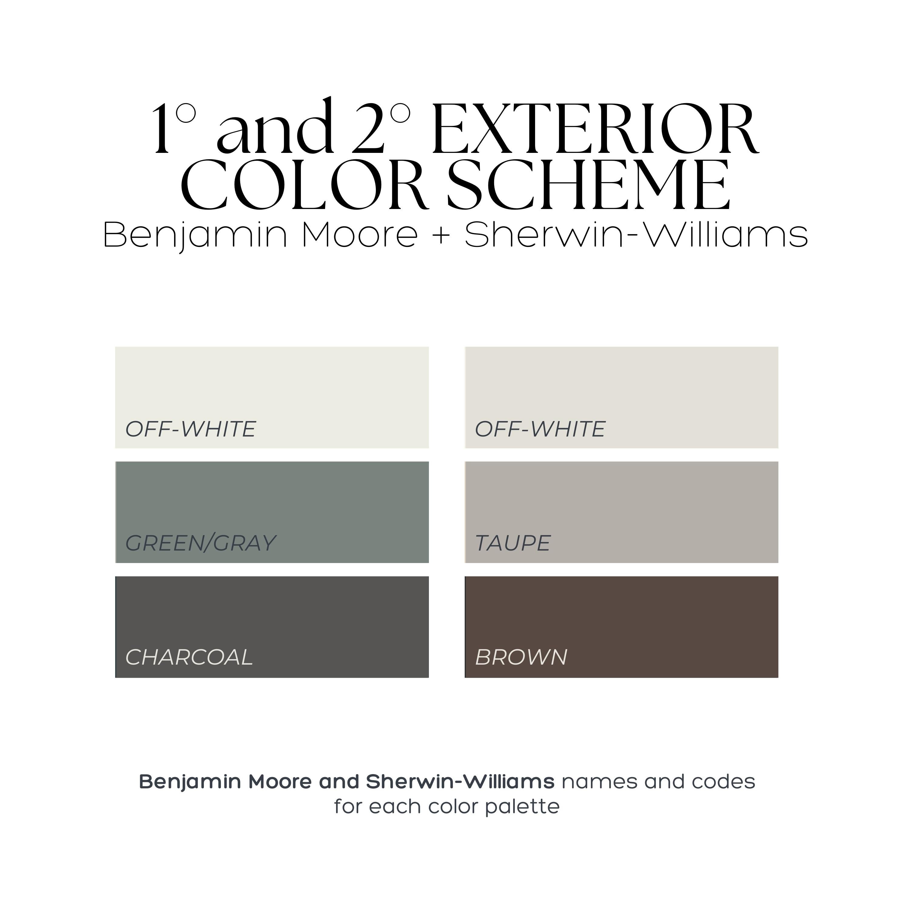 EXTERIOR Paint Palette for BROWN BRICK Exterior Paint Color Sherwin ...